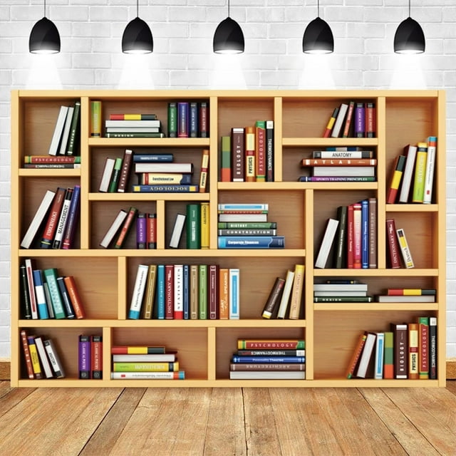 Vintage Library Backdrop Photocall Wood Bookshelf Back To School Baby ...