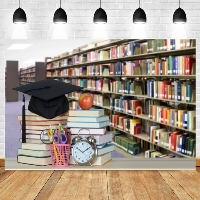 Vintage Library Backdrop Photocall Wood Bookshelf Back To School Baby ...