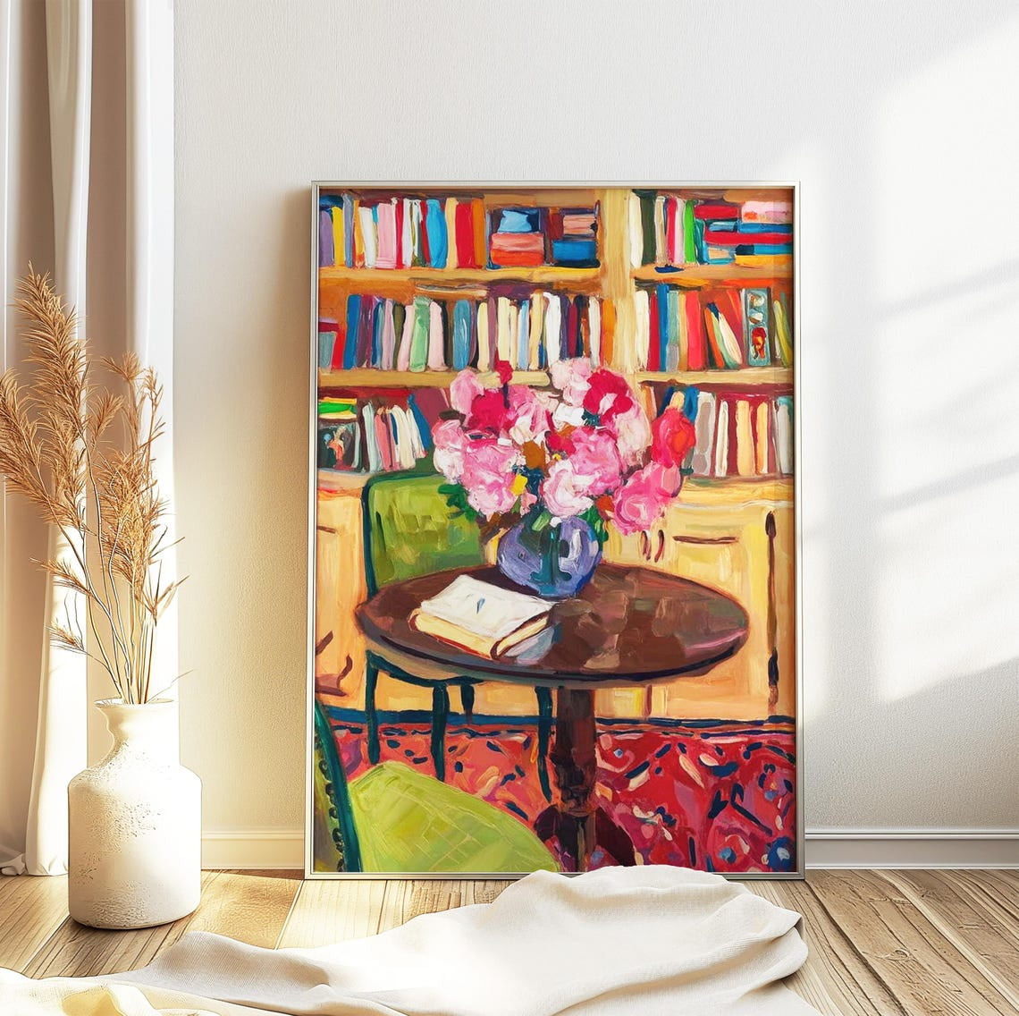 Vintage Library Poster, Book Art, Reading Poster, Book Lovers Gift ...