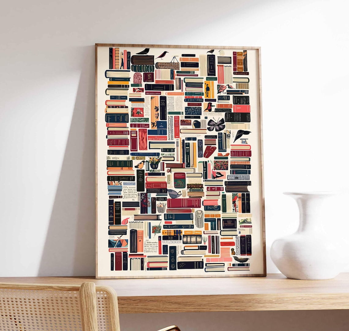 Vintage Library Poster, Book Art, Reading Poster, Book Lovers Gift ...