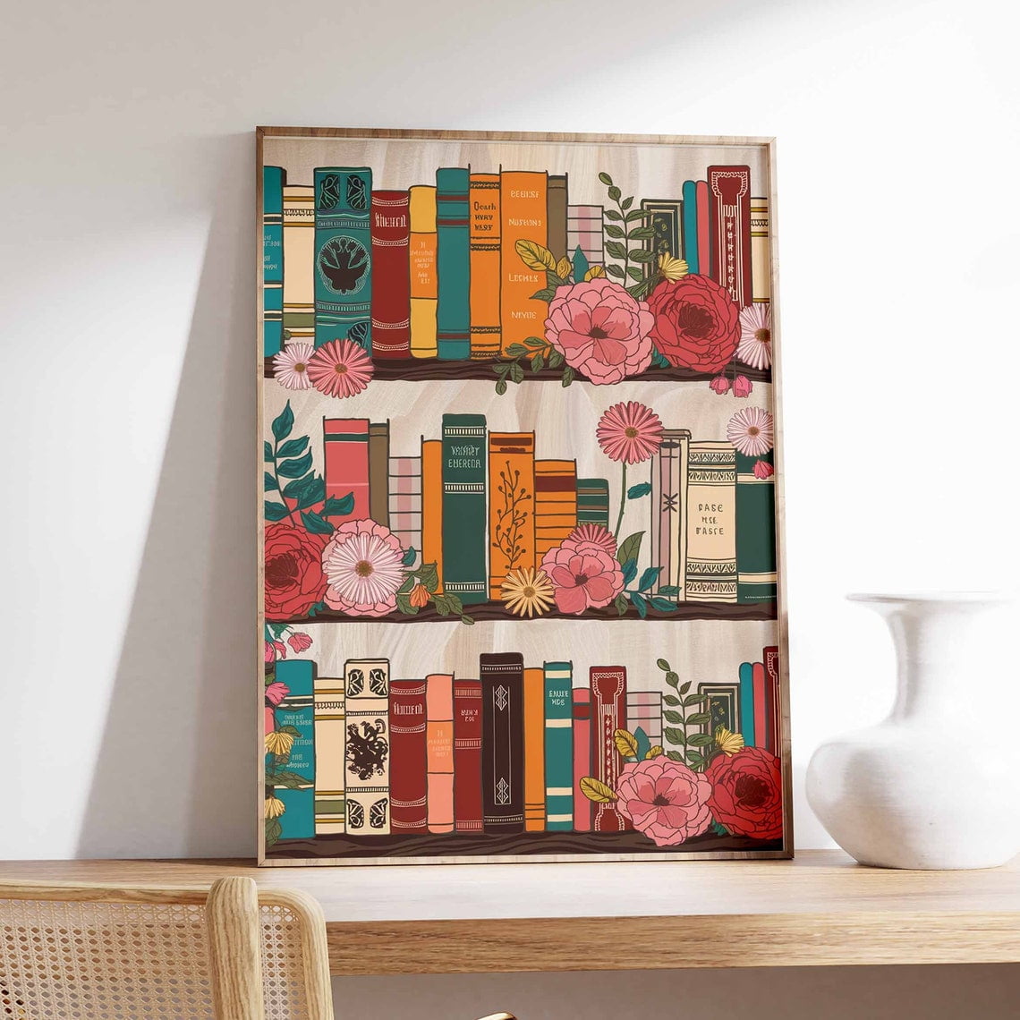 Vintage Library Poster, Book Art, Reading Poster, Book Lovers Gift ...