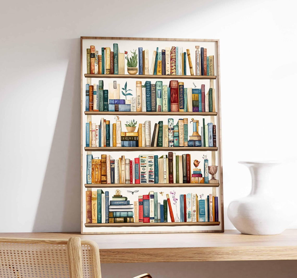 Vintage Library Poster, Book Art, Reading Poster, Book Lovers Gift ...