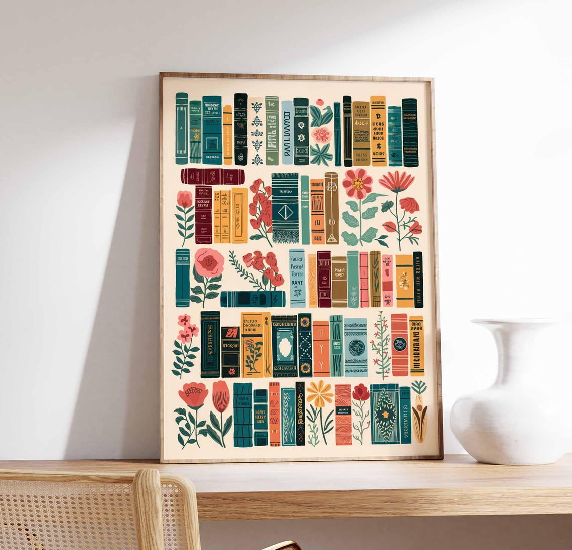 Vintage Library Poster, Book Art, Reading Poster, Book Lovers Gift ...