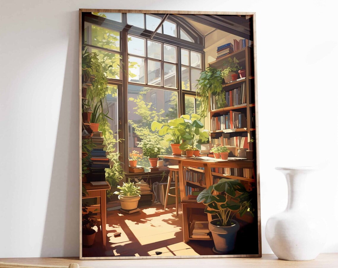 Vintage Library Poster, Book Shop Print, Book Lovers Gift, Reading Gift ...