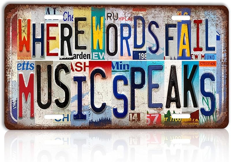 Vintage License plate Where Words Fail Music Speaks Wall Decor Metal ...