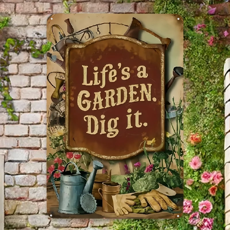 Vintage Life's a Garden. Dig It. Wall Sign - Ornate Golden Letters with ...