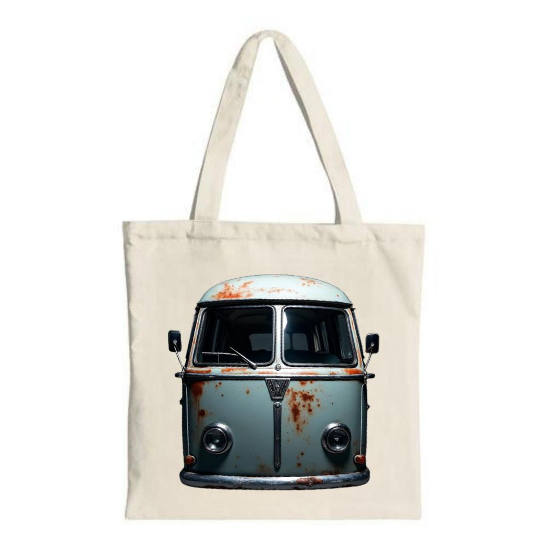 Vintage Light Blue Van Tote Bag - Reusable Canvas Grocery Shopping Bag ...