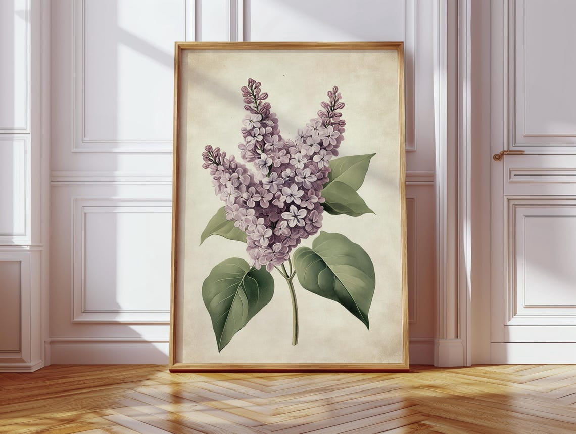 Vintage Lilac Botanical Print Antique Purple Lilac Flower Cottagecore ...