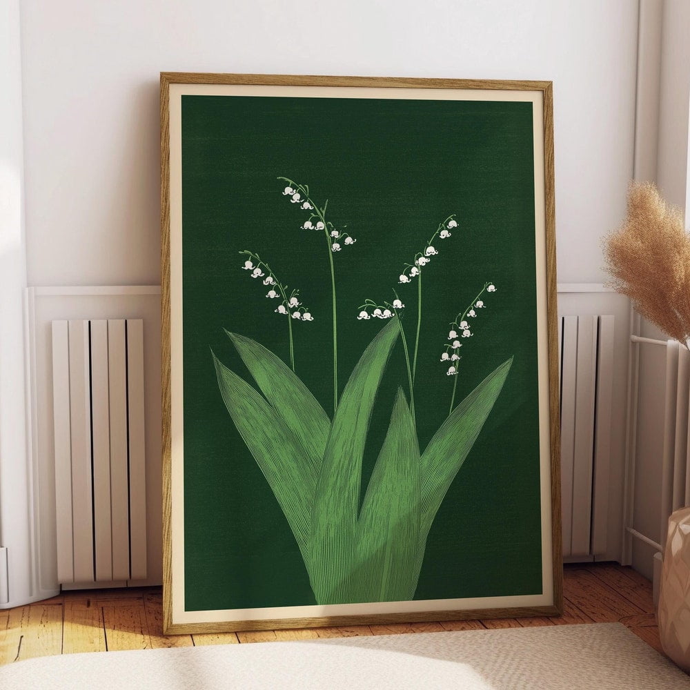 Vintage Lily Of The Valley Japanese Woodblock Print Emerald Green ...
