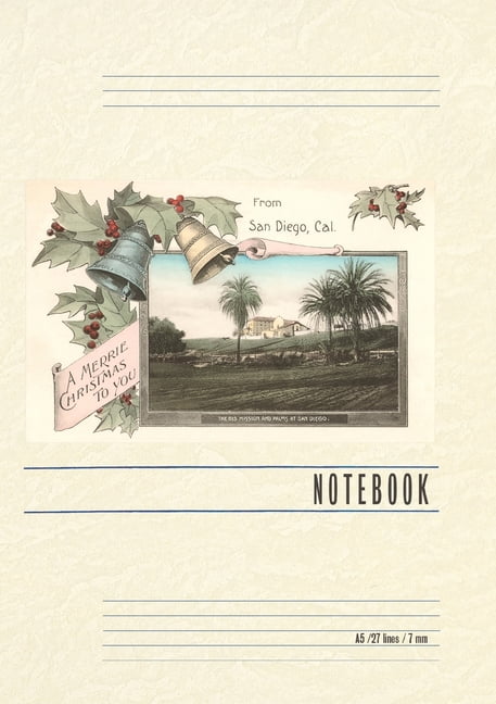 Vintage Lined Notebook Christmas Greetings, Old Mission, San Diego ...