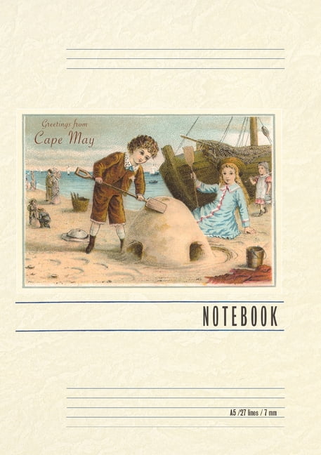 Vintage Lined Notebook Greetings from Cape May, New Jersey, Children on ...