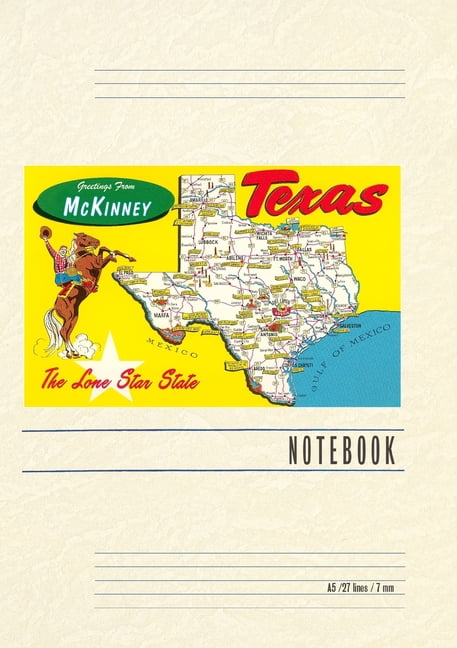 Vintage Lined Notebook Greetings from McKinney, Texas, Map, (Paperback ...