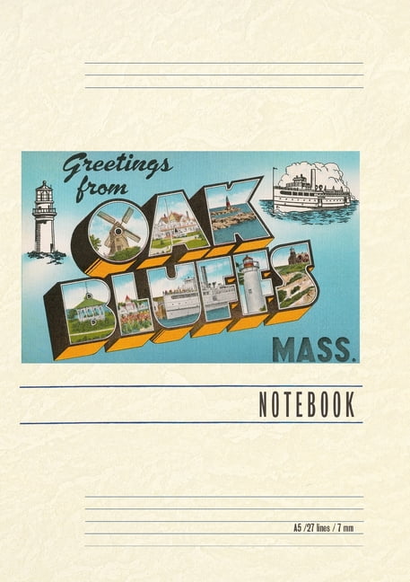 Vintage Lined Notebook Greetings from Oak Bluffs, Mass., (Paperback ...