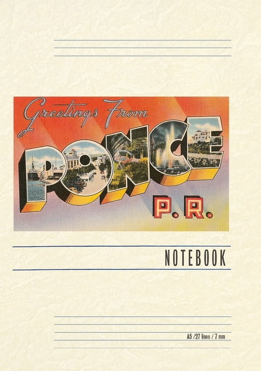 Vintage Lined Notebook Greetings from Ponce, Puerto Rico, (Paperback ...