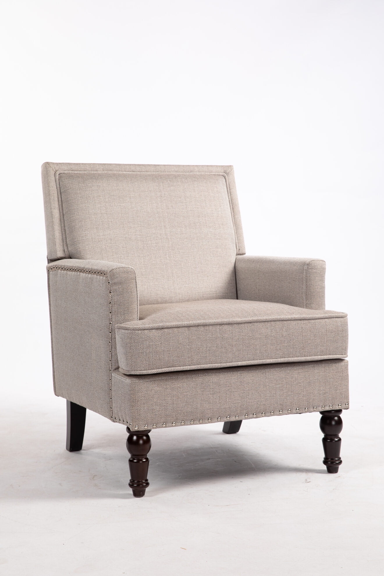 Vintage Linen Fabric Accent Armchair, Comfy Upholstered Reading Chair ...