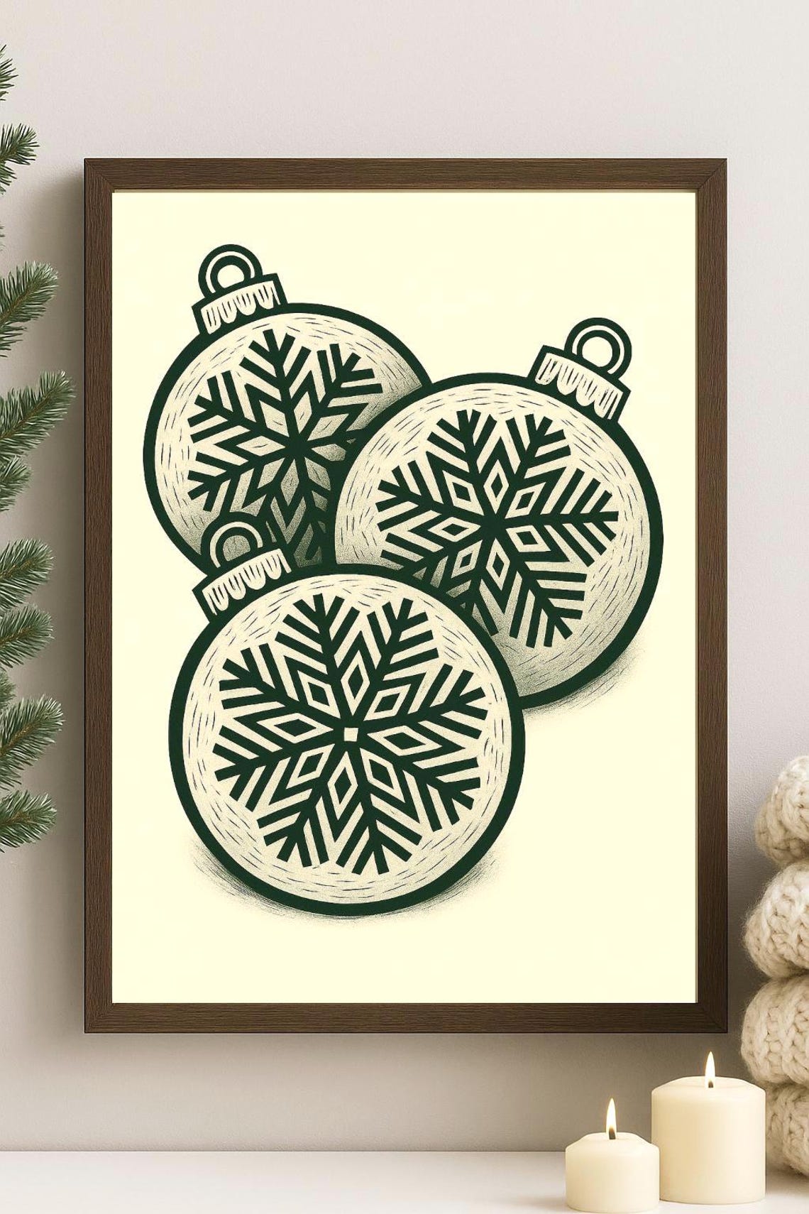 Vintage Linocut Print Winter Ornament Print Rustic Americana Snowflake ...