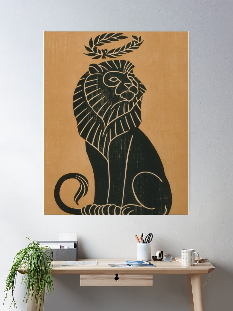 Vintage Lion Art Deco Illustration (1917) Poster Wall Art, Modern Wall ...