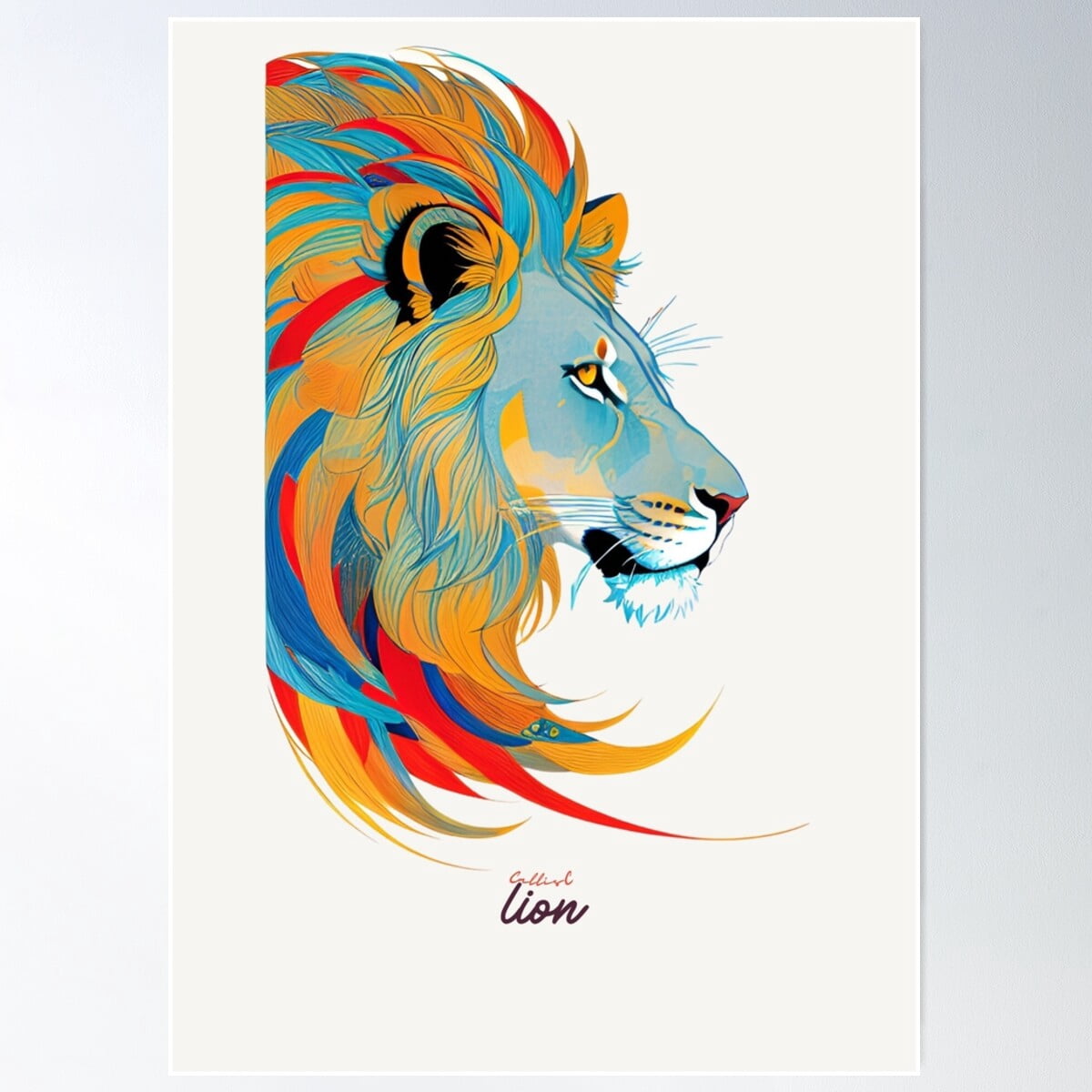 Vintage Lion By Callisc Arts Poster Wall Art, Modern Wall Decor For ...