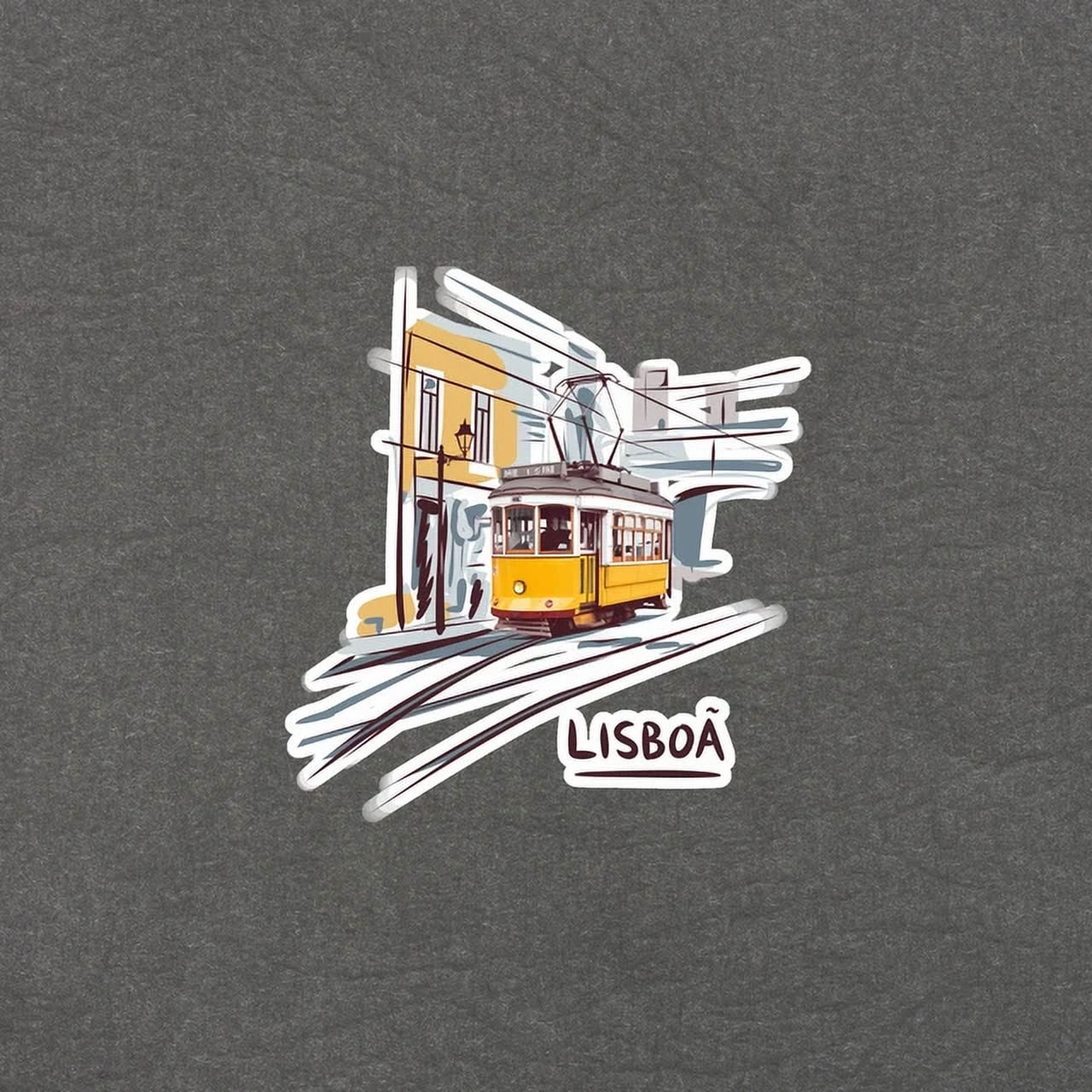 Vintage Lisbon Trolley Car Sticker - Portugal Travel Watercolor Art ...