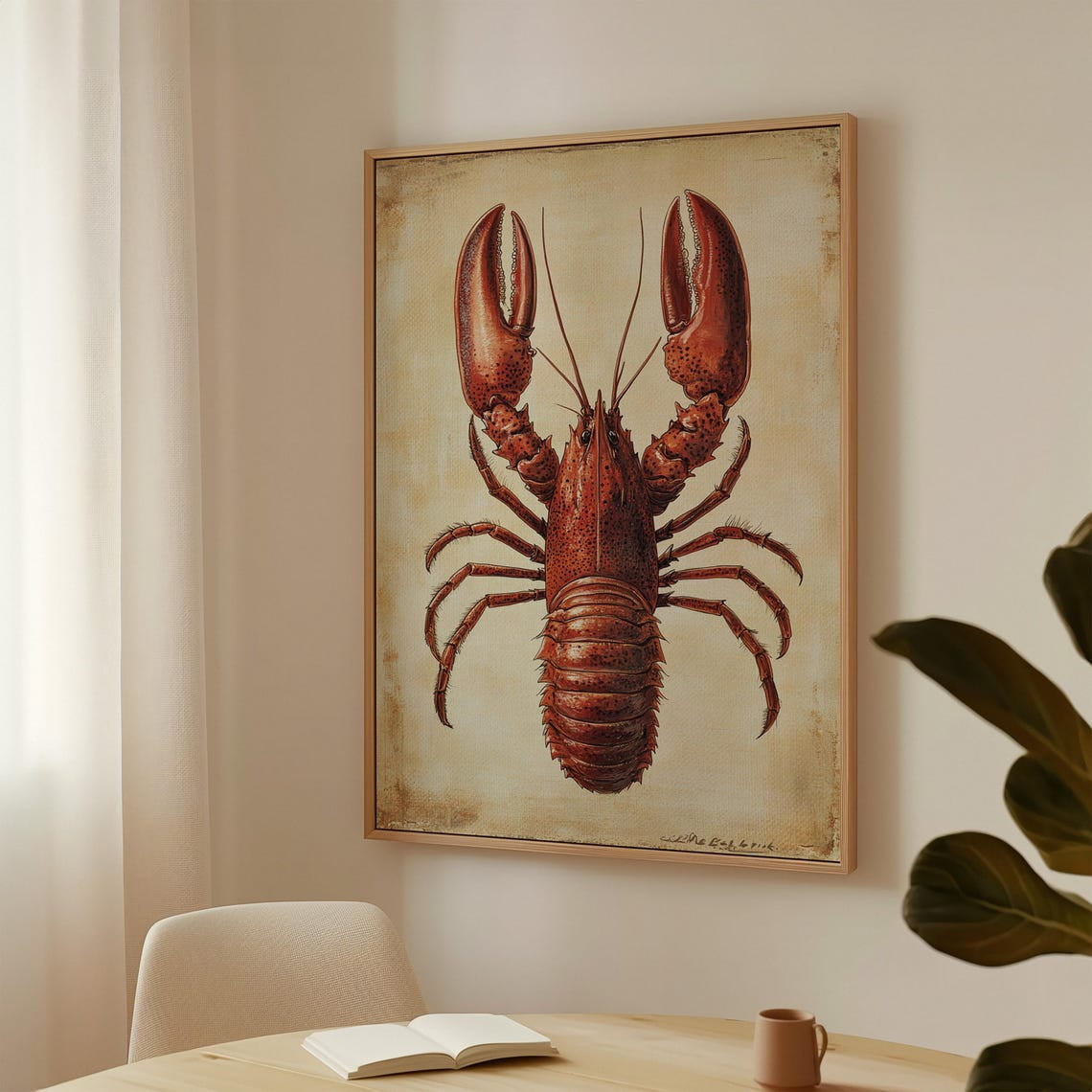 Vintage Lobster Illustration, Coastal Kitchen, Nautical Seafood Print ...