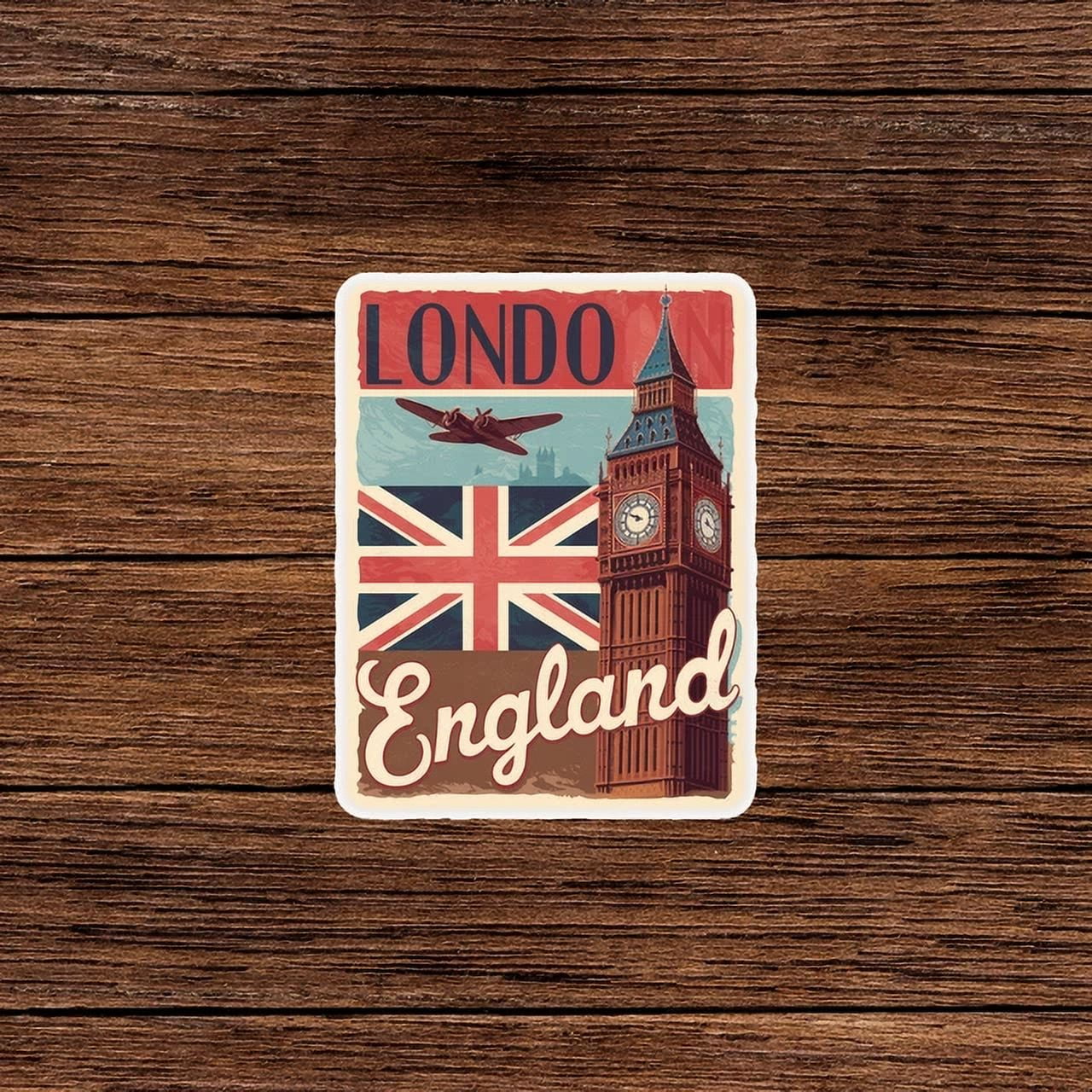 Vintage London England Travel Sticker - Big Ben Union Jack Flag ...