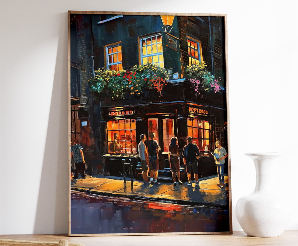 Vintage London Pub Print, London Poster, Cafe Art, Retro Wall Art, Food ...