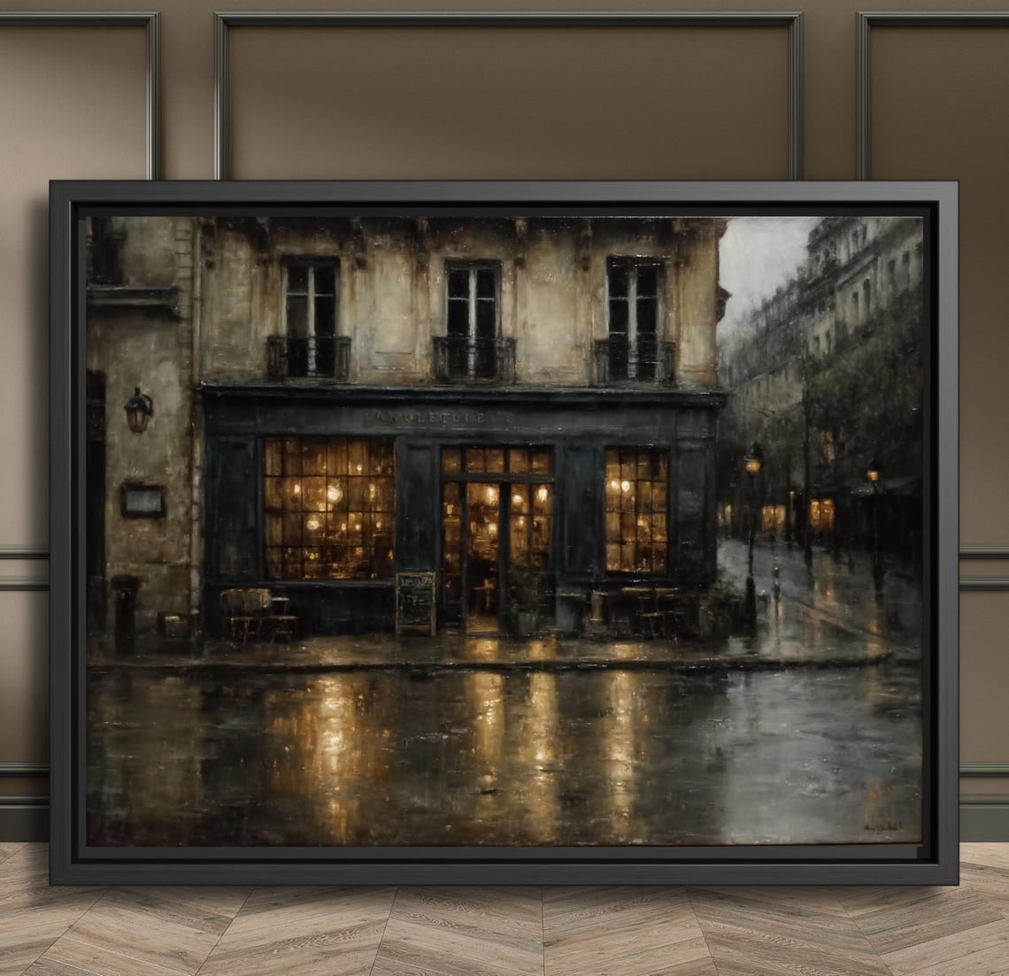 Vintage London Street Scene Poster European Rainy Day, Reflections On ...
