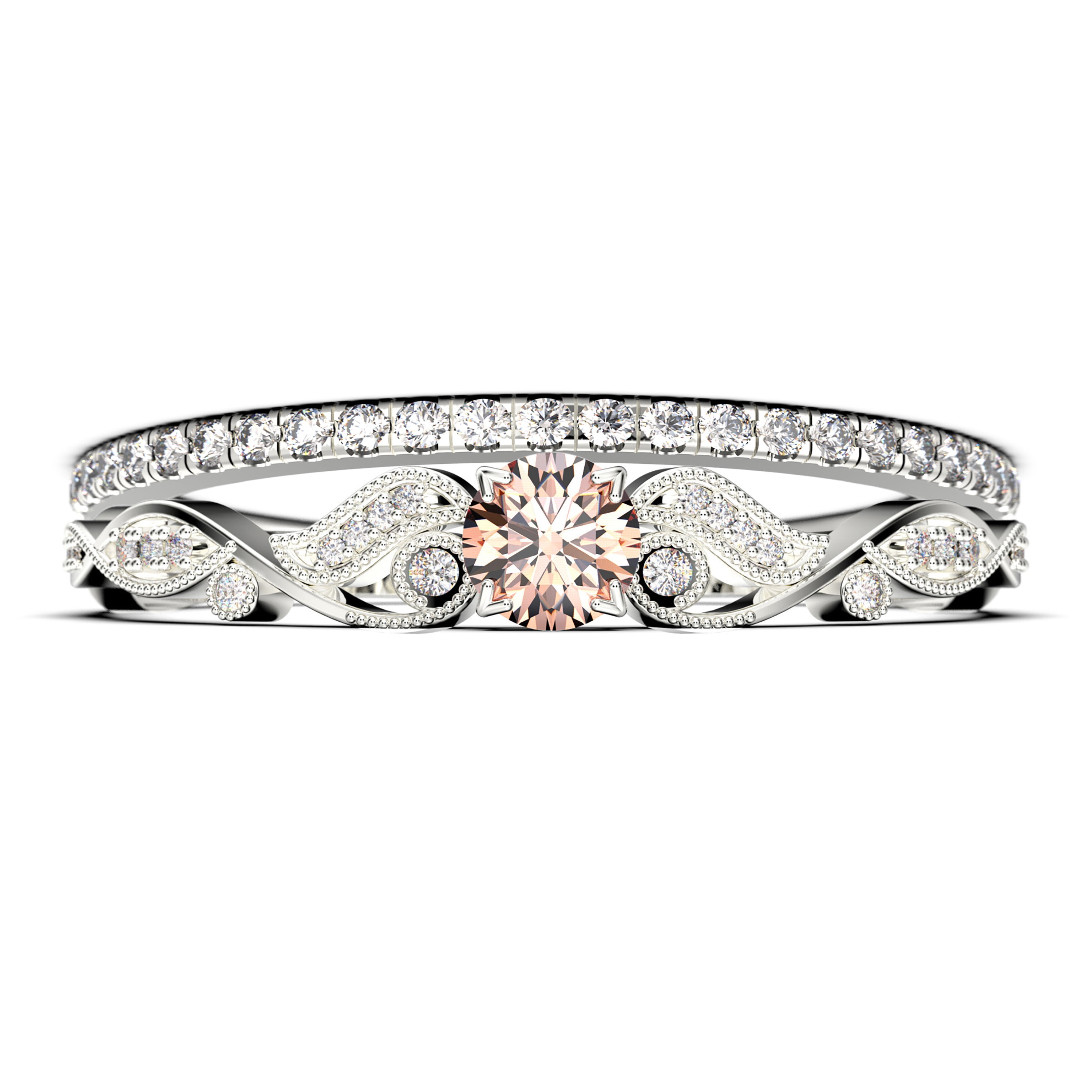 Vintage Look Boho & hippie 1.25 Carat Round Cut Morganite And Diamond ...