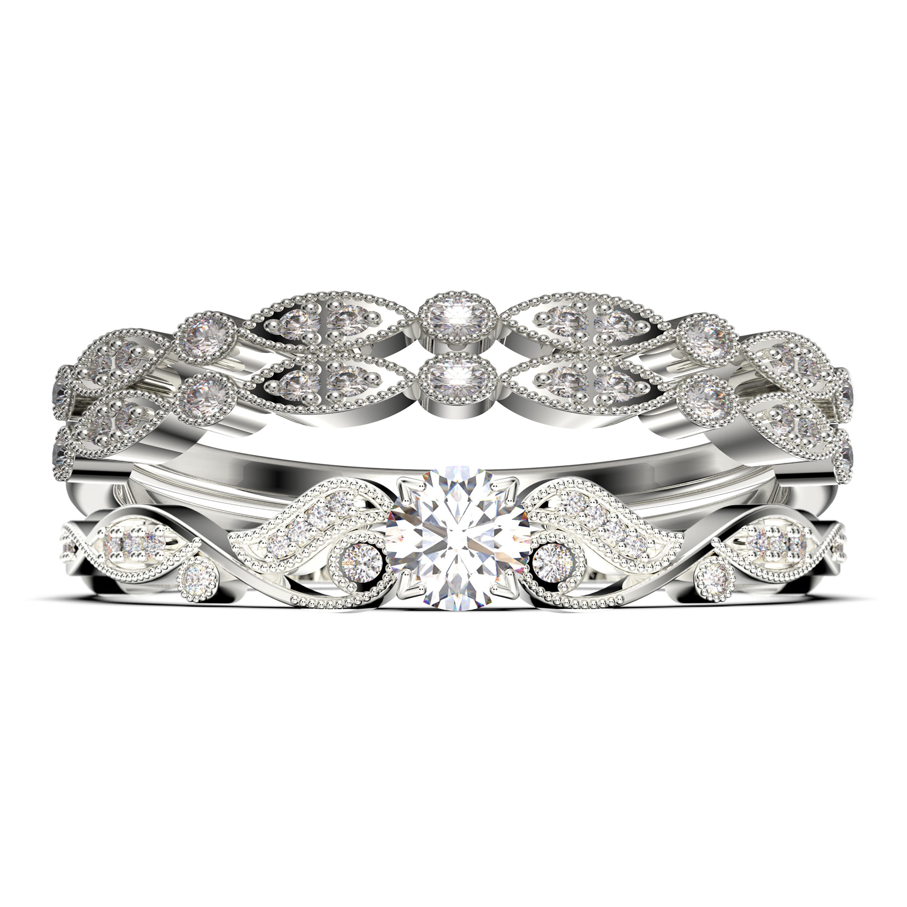 Vintage Look Boho & hippie 1.75 Carat Round Cut Diamond Moissanite Engagement Ring, Wedding Ring ...