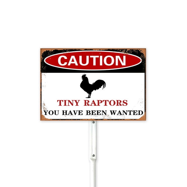 Vintage Look Caution Tiny Raptors Sign Aluminum Chicken Coop Signs For ...