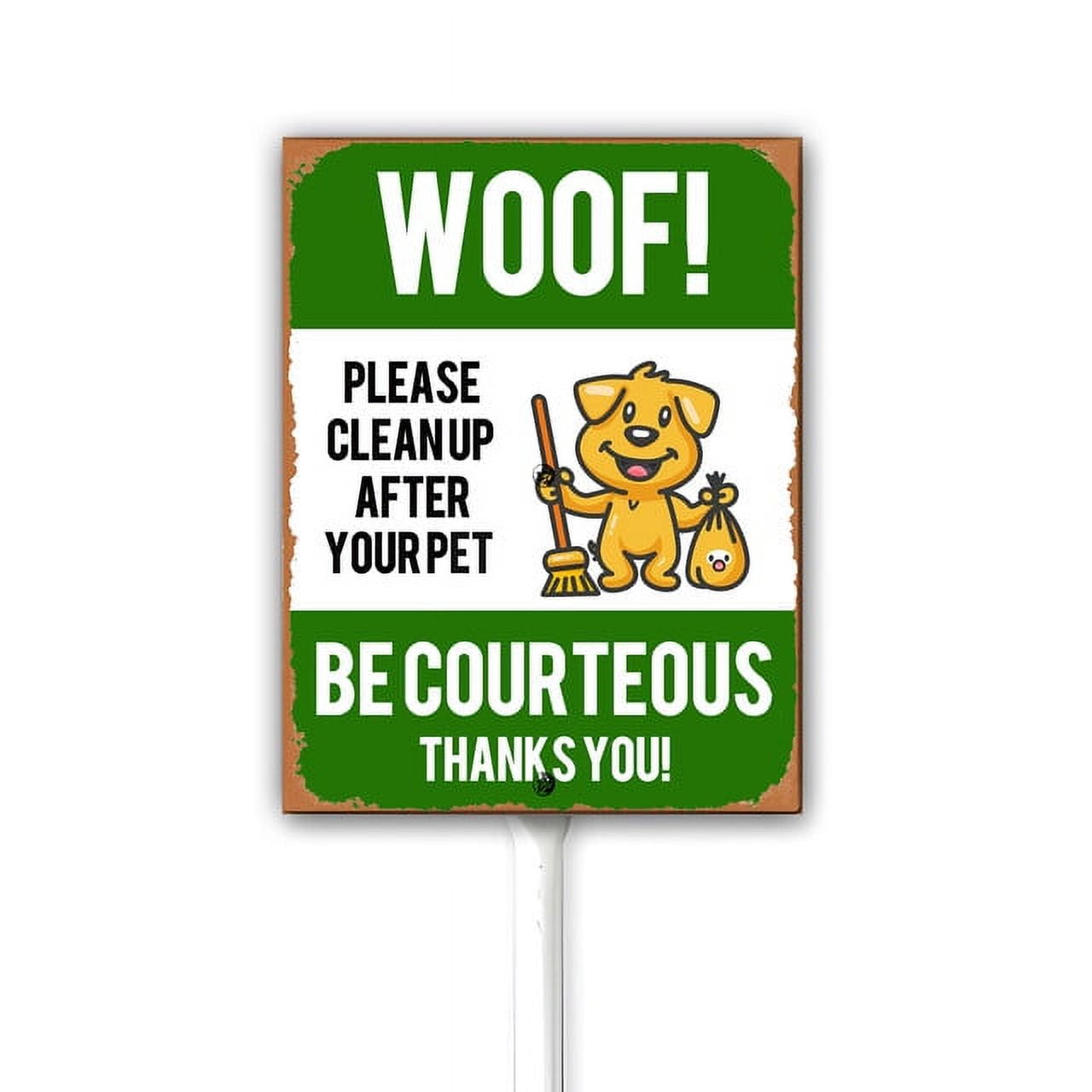 Vintage Look Funny Clean Up After Your Dog Yard Sign, Dog Welcome As ...
