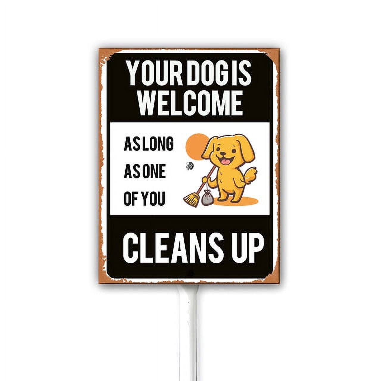Vintage Look Funny Clean Up After Your Dog Yard Sign, Dog Welcome As ...