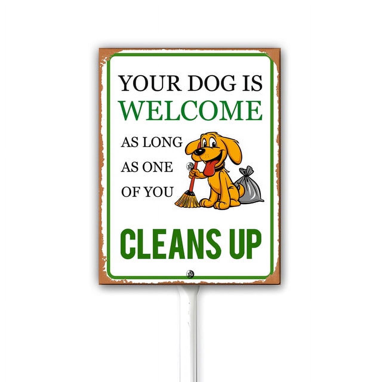Vintage Look Funny Clean Up After Your Dog Yard Sign, Dog Welcome As ...