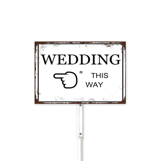 Vintage Look Funny Wedding This Way Lawn Signs Direction Arrow Lawn ...