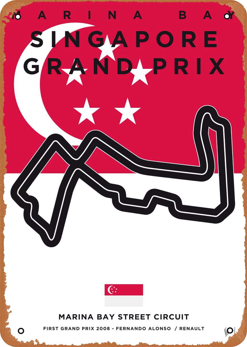 Vintage Look Metal Sign - My F1 Racetrack Posters F1 Marina Bay Race ...