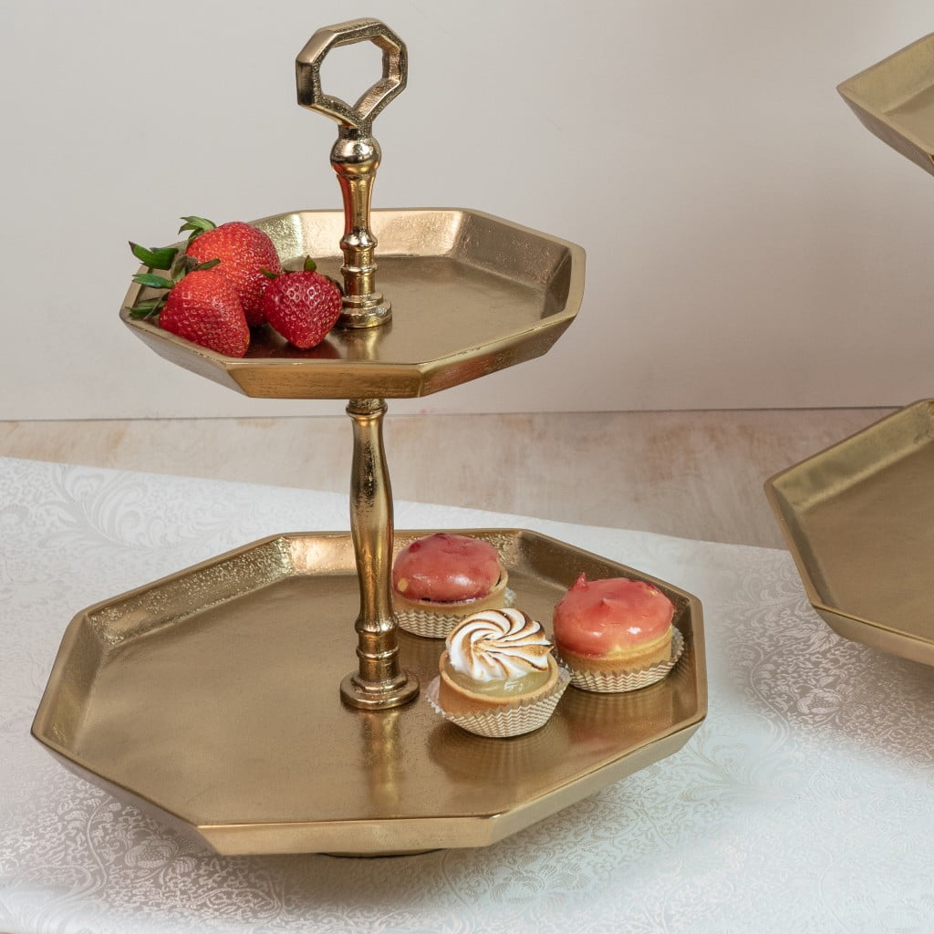 Vintage Look Octagonal Gold Two Tier Server - Walmart.com