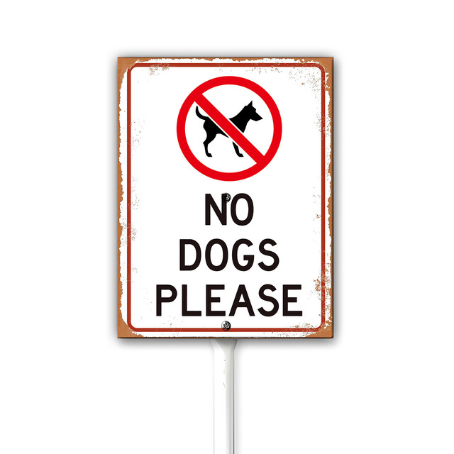 Vintage Look Style No Dogs Sign for Yard With Stake Rustproof Metal ...