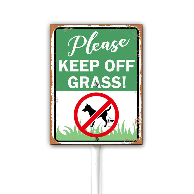 Vintage Look Style No Dogs Sign for Yard With Stand Please Keep Off ...