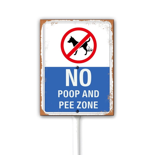 Vintage Look Style No Poop & Pee Zone No Dogs Sign for Yard With Stand ...