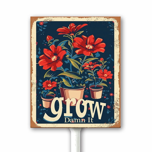 Vintage LookFunny Garden Sign Grown Damn It Garden Metal Signs Outside ...