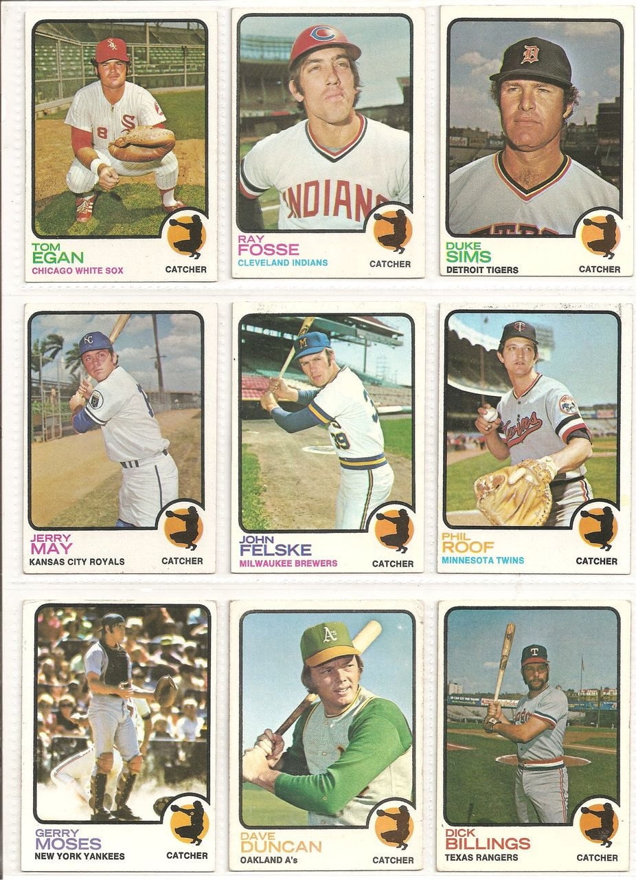 Vintage Lot of 9 Topps Baseball Cards American League Catchers - 1973 ...