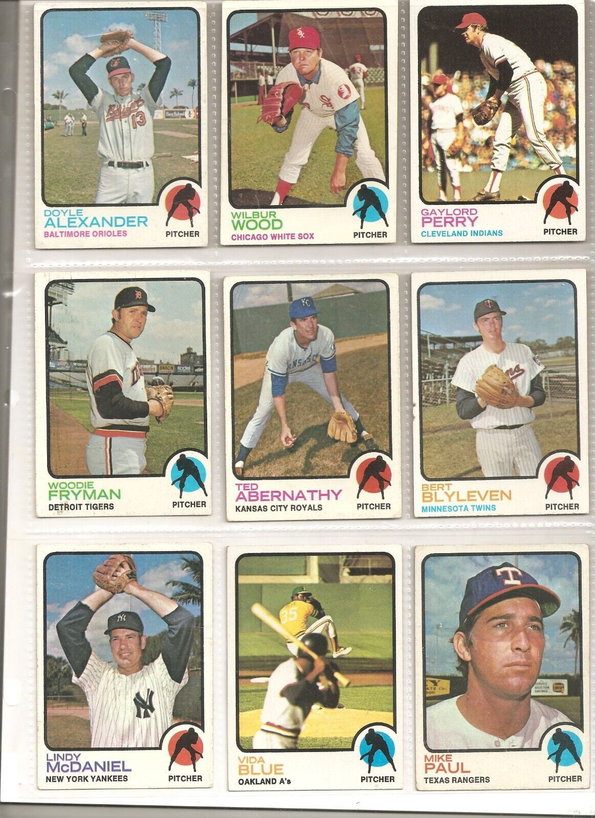 Vintage Lot of 9 Topps Baseball Cards American League Pitchers - 1973 ...