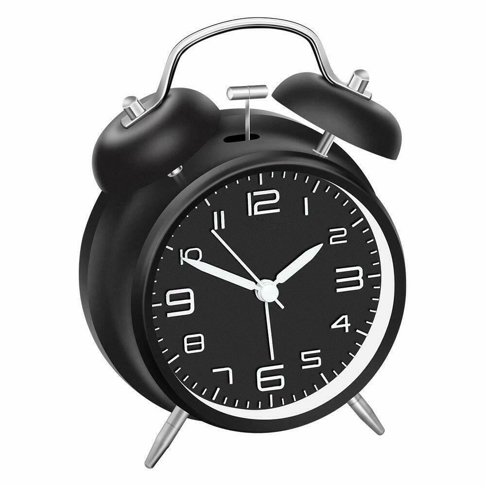 Vintage Loud Twin Bell Alarm Clock with Battery Backlight for Bedroom ...