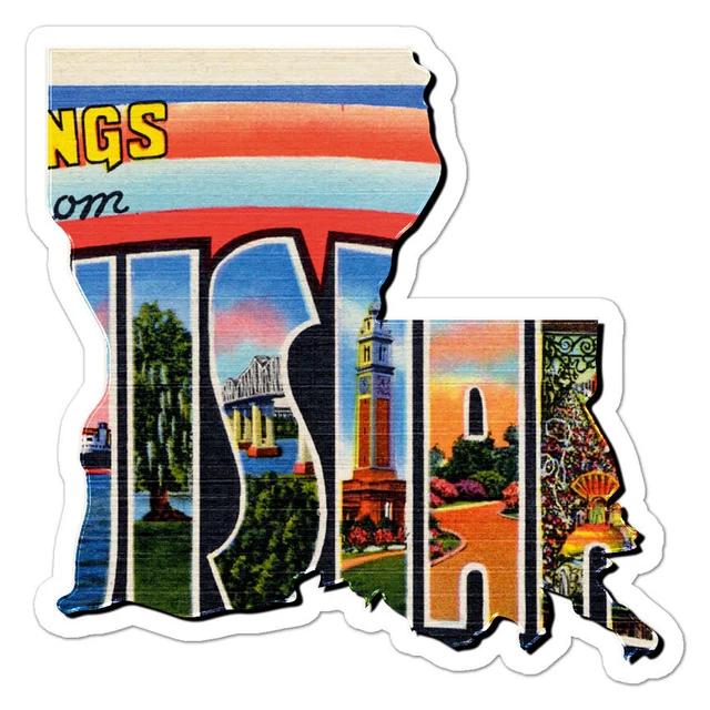 Vintage Louisiana Map Sticker Indoor Outdoor Phone Decal Water Bottle ...
