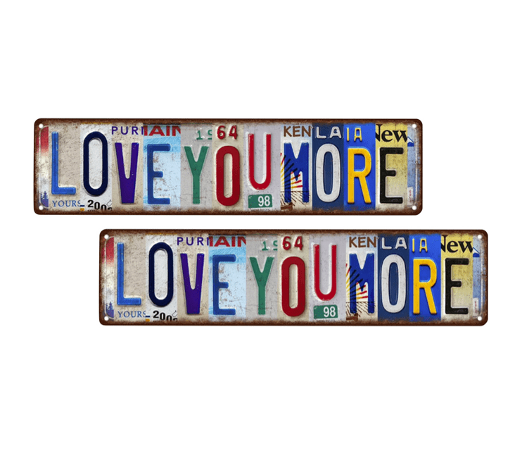 Vintage Love You More Metal Wall Sign – 16x4 Inches Retro Street Design ...