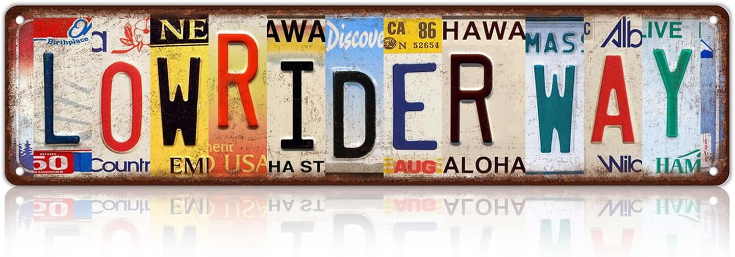 Vintage Lowrider Way Metal Tin Signs Mexico Street Signs Garage Wall ...