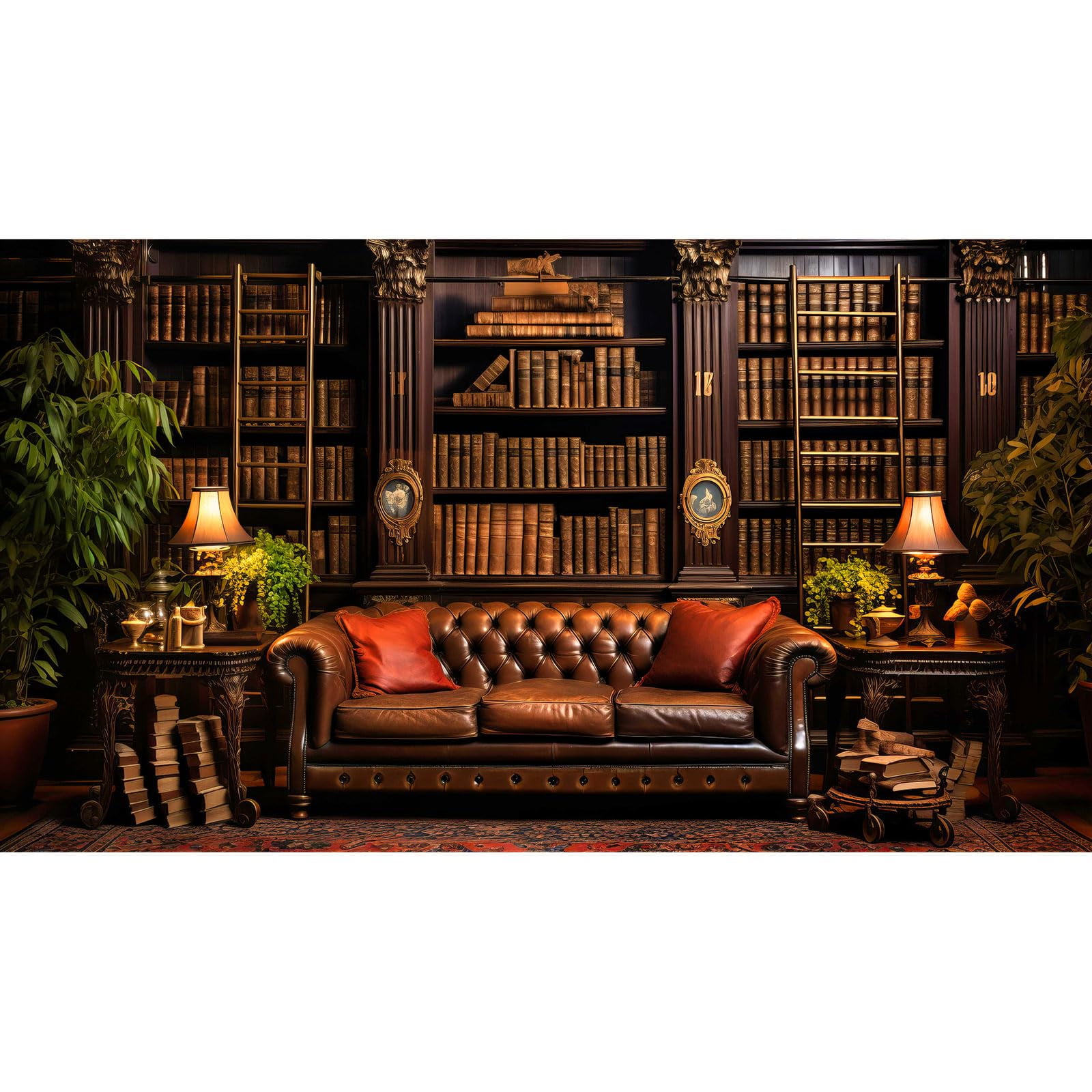 Vintage Luxury Library Bookshelf Backdrop School Library Bookshelf ...
