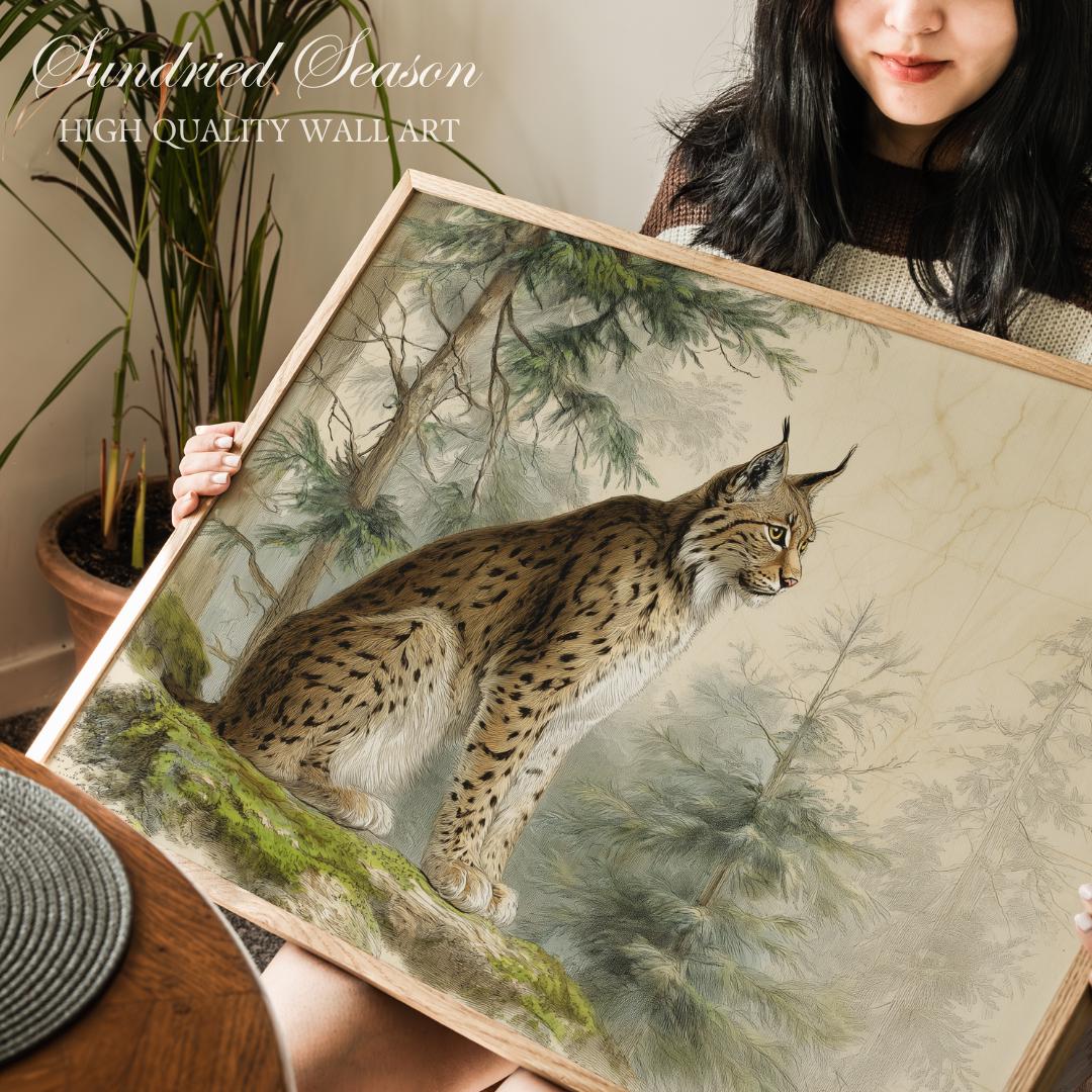 Vintage Lynx Art Print, Vintage Forest Wildlife Illustration From ...
