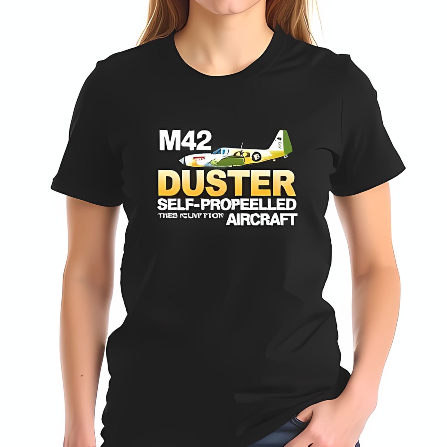 Vintage M42 Duster Self-Propelled Aircraft Illustration Cotton Short ...