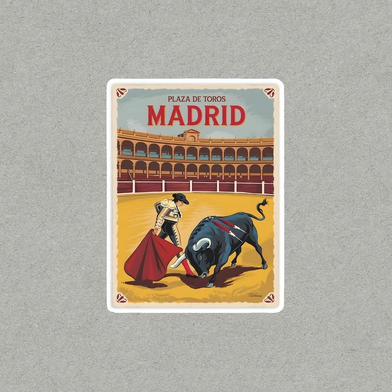 Vintage Madrid Spain Plaza De Toros Bullfighting Arena Travel Decal ...